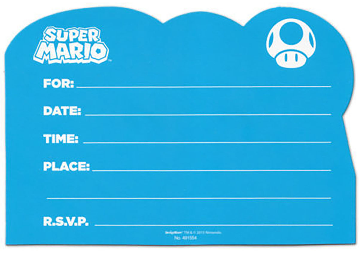 Super Mario Brother Postcard Invitation Birthday Party Supply Favor ...