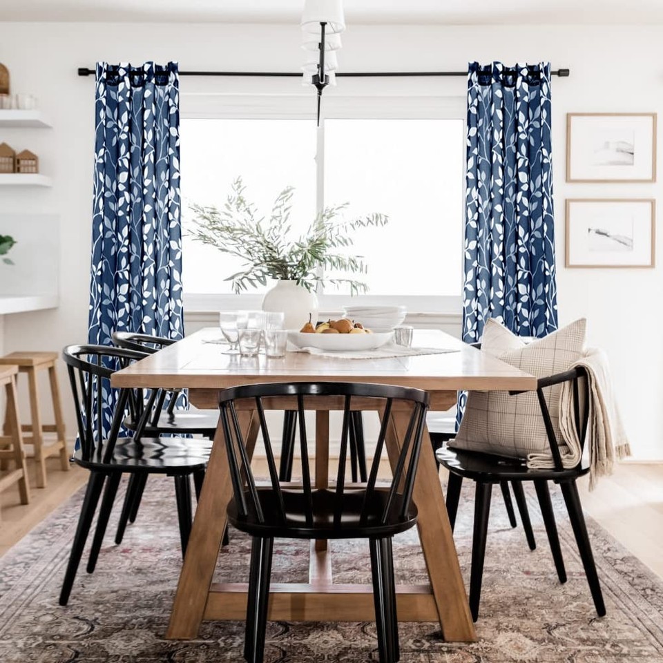 XTMYI Navy Blue Pattern Curtains 84 Inch Length for Living Room 2 ...