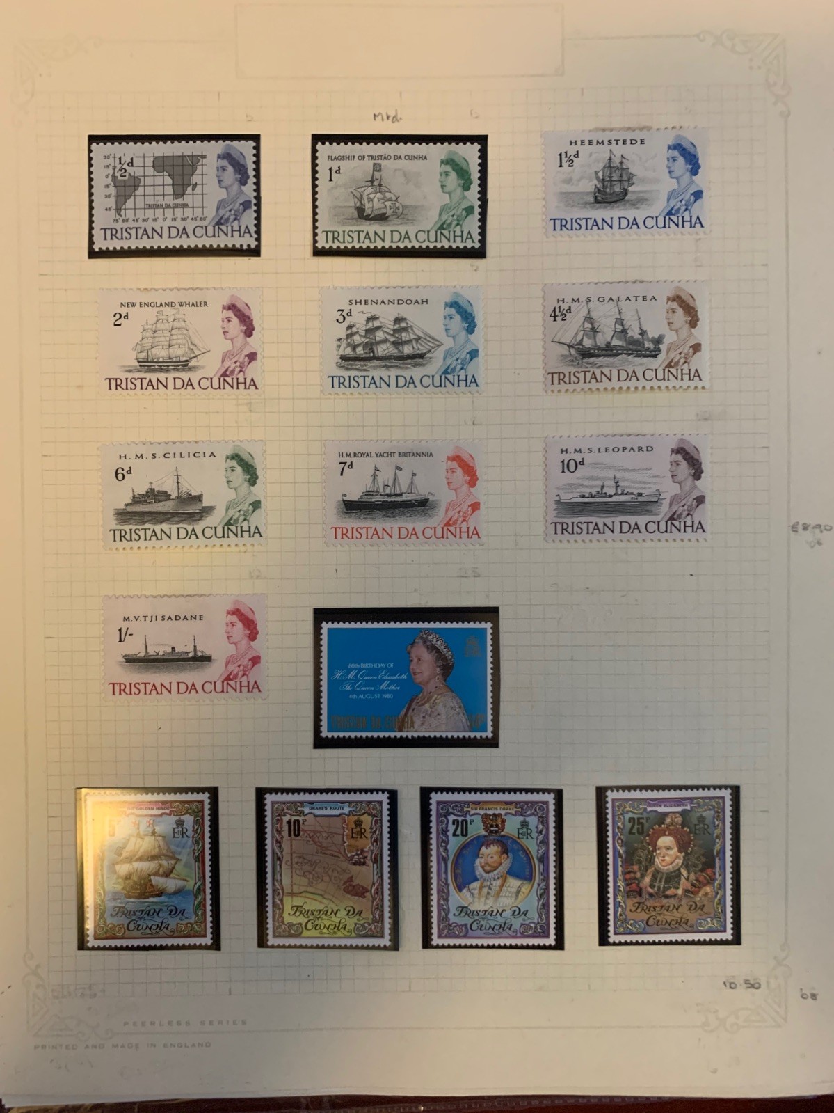 British Commonwealth stamps. Album page Good👍 Nice😊. Look! TRISTAN DA ...