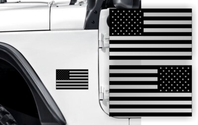 Silver USA AMERICAN FLAG Stickers | Decals Emblems JK JT TJ Truck SUV ...