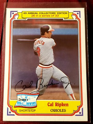1984 Topps Cal Ripken Jr. Drakes Big Hitters Card #26 Baltimore Orioles ...