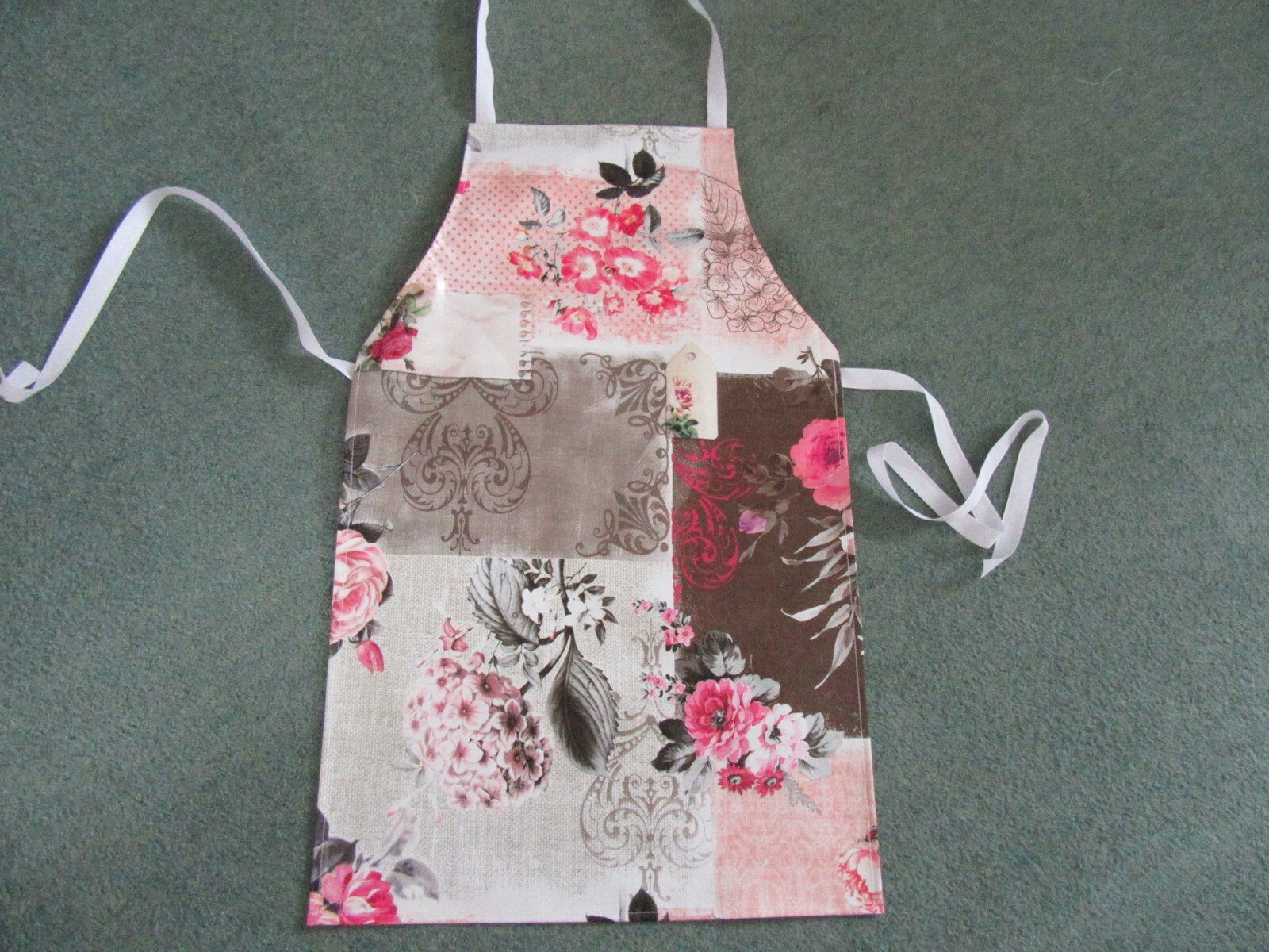 PRETTY PINK & BROWN FLORAL PVC APRONS IN 4 SIZES ALL HANDMADE TO ORDER ...