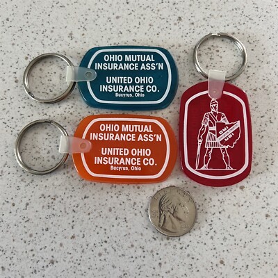 Lot of 3 Ohio Mutual United Ohio Insurance Bucyrus Keychains Key Rings ...
