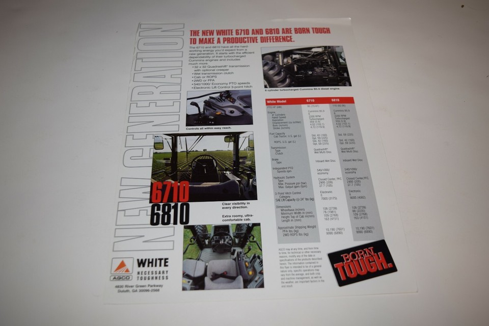 White 6710 6810 Tractors with Cummins Engines Sales Brochure | eBay