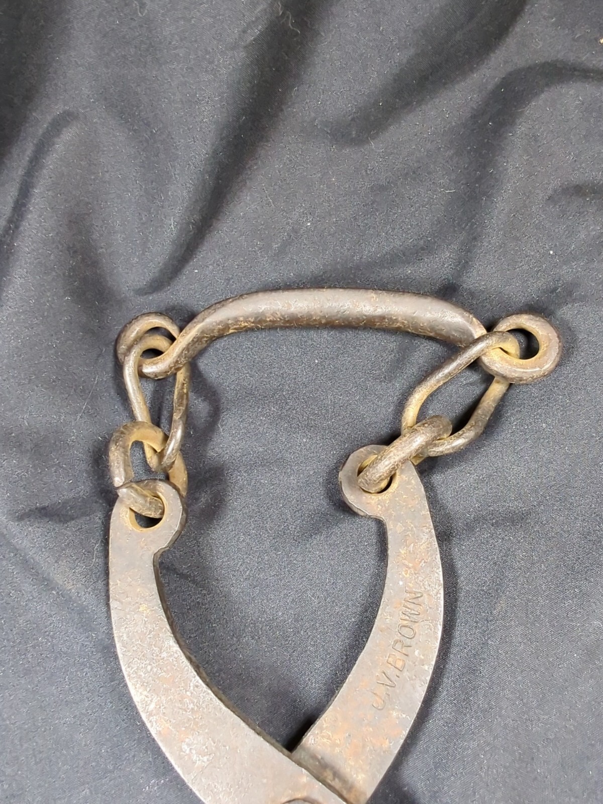 Antique Ice Block Log Primitive Carrying Iron Tongs Chain Handle 13.5 ...