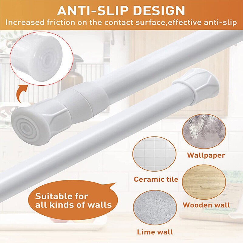 Extendable Spring Rods Loaded Telescopic Net Voile Tension Curtain Rail ...