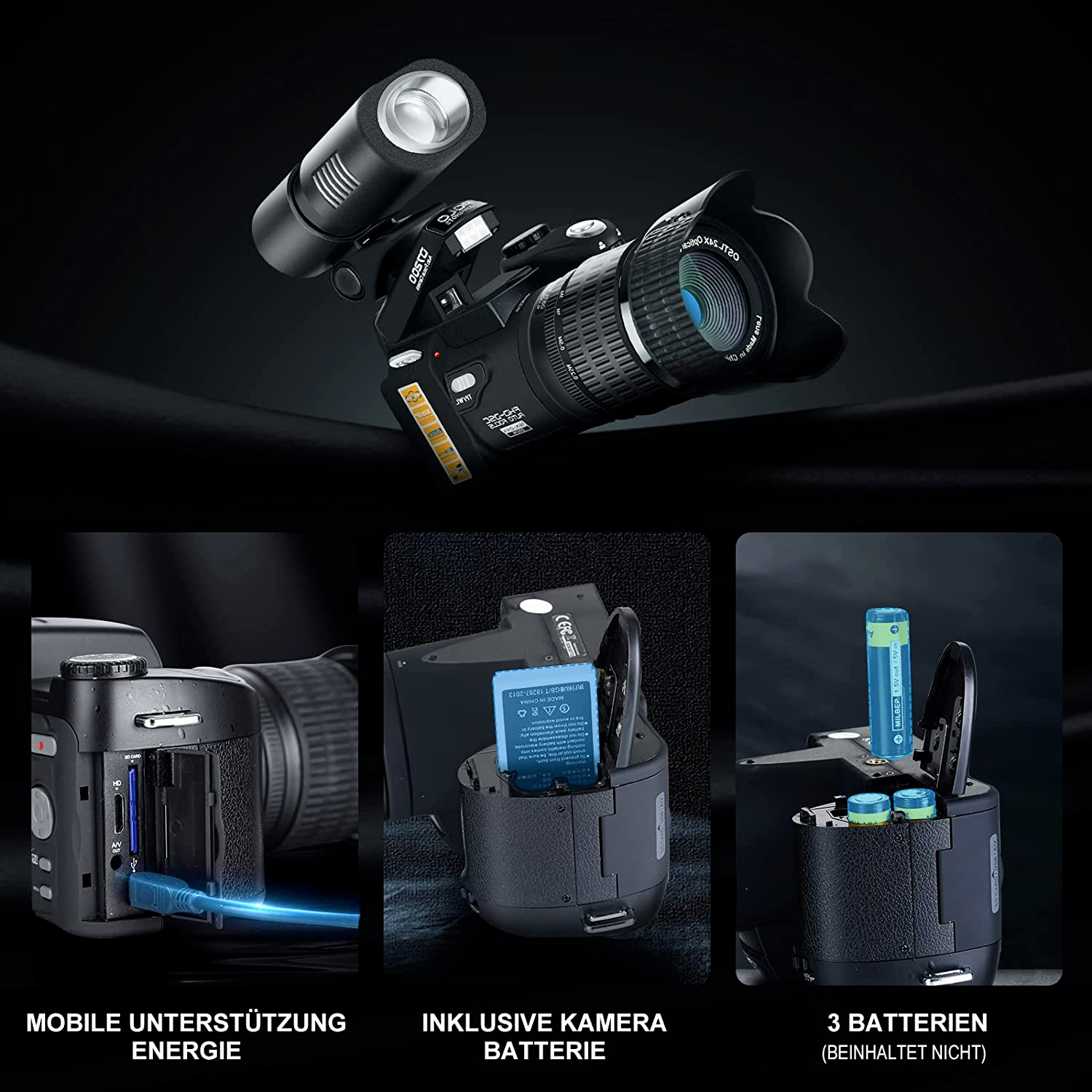 NBD Digital SLR Camera DSLR 33MP 4K Camcorder with 24X Telephoto &Wide ...