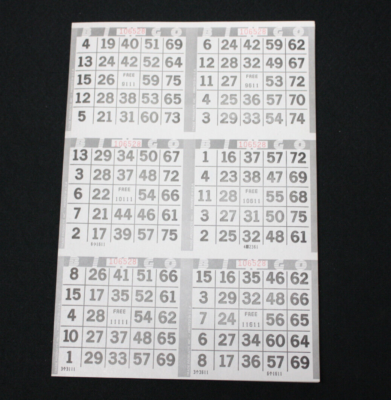 BINGO PAPER Cards sheets 6 on 6 Grey Border - 10 pack | eBay