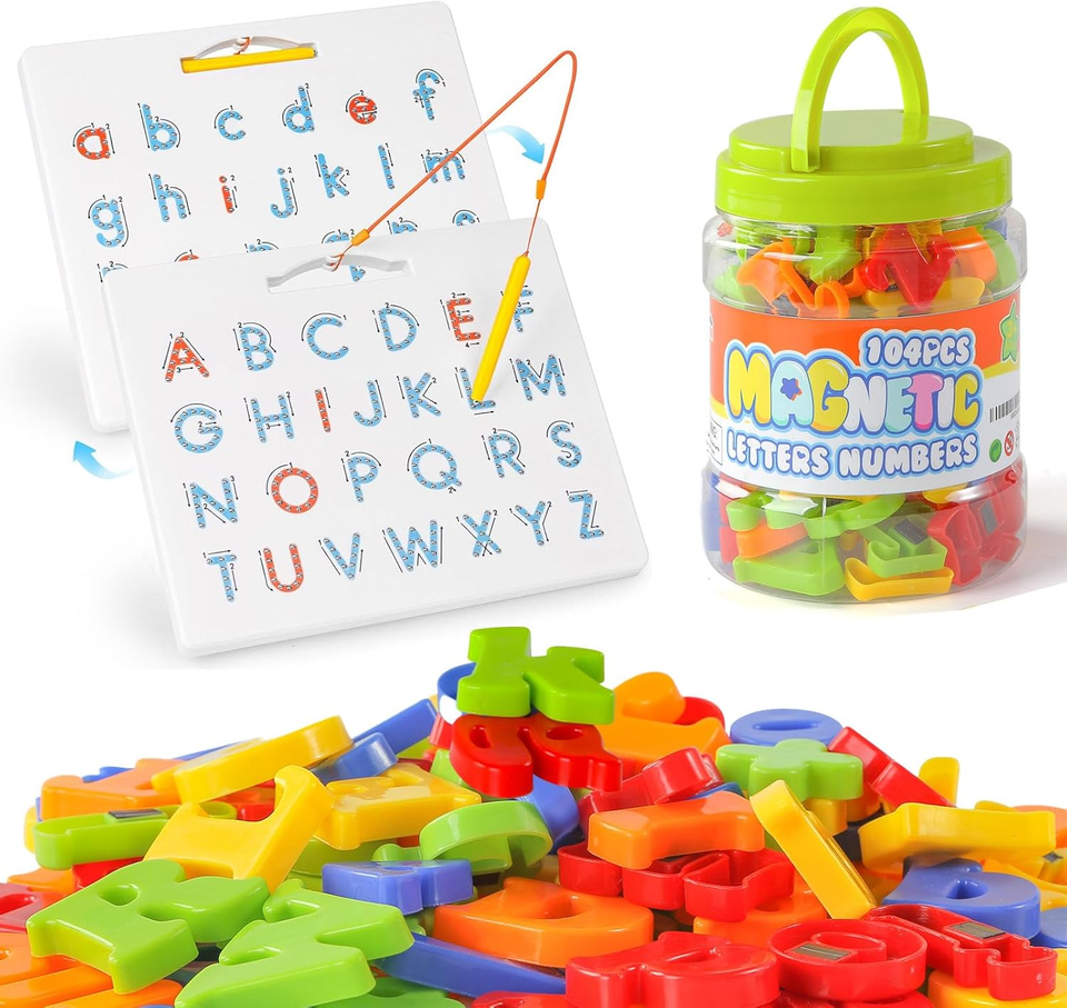 Magnetic Alphabet Learning Set for Toddlers, 104 PCS ABC 123 Fridge ...