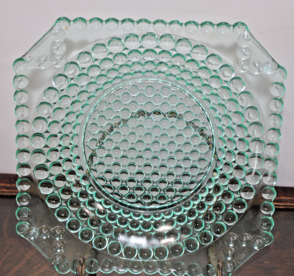 ANTIQUE EAPG ADAMS & CO APPLE GREEN THOUSAND EYE DINNER PLATE & DESSERT ...