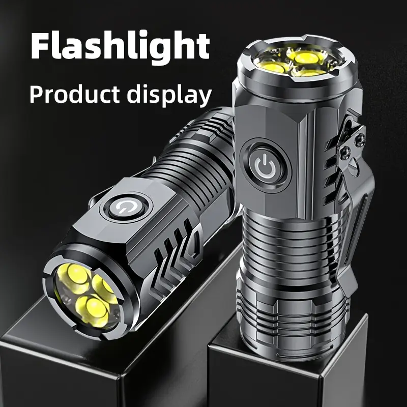 2Pcs Super Bright LED Mini Flashlight USB Rechargeable Pocket Keychain ...