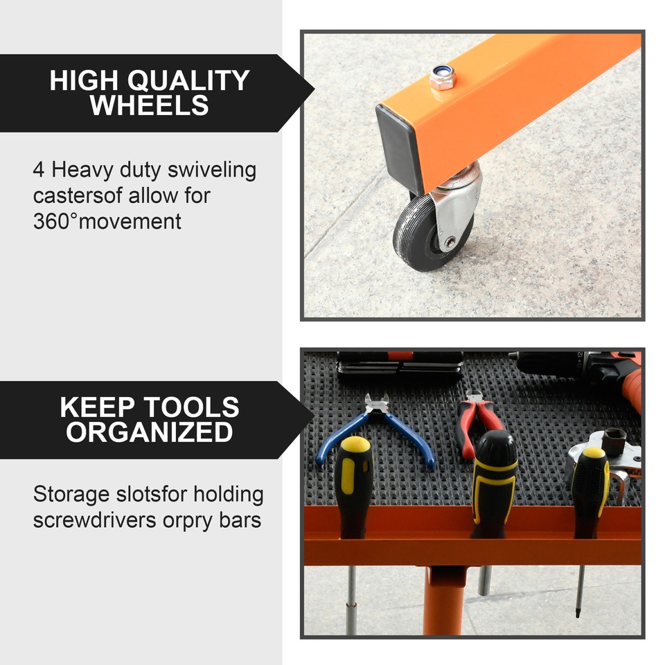 US Heavy Duty Adjustable Work Table Bench with Drawer 220 lbs Rolling ...