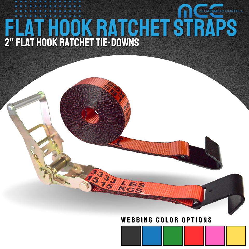 USA Heavy Duty 2" x 40'-60' Ratchet Strap Flat Hook Flatbed Truck Farm ...