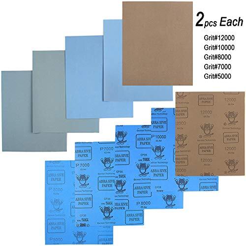 CenterZ 9x11 inch 18 Sheets Sandpaper, Wet or Dry 2000-12000 Grit 9 ...