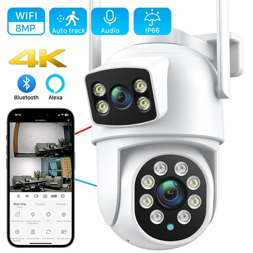 8MP WIFI Camera Dual Lens Dual Screen 4X Digital Zoom IP Camera HD ...