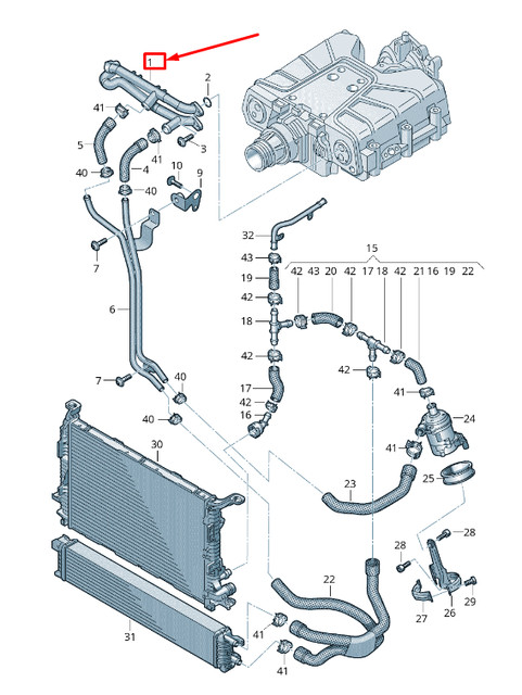 2013 AUDI A5 3.0 TFSI CRE WATER COOLANT PIPE HOSE 06E121083Q 06E121545C ...