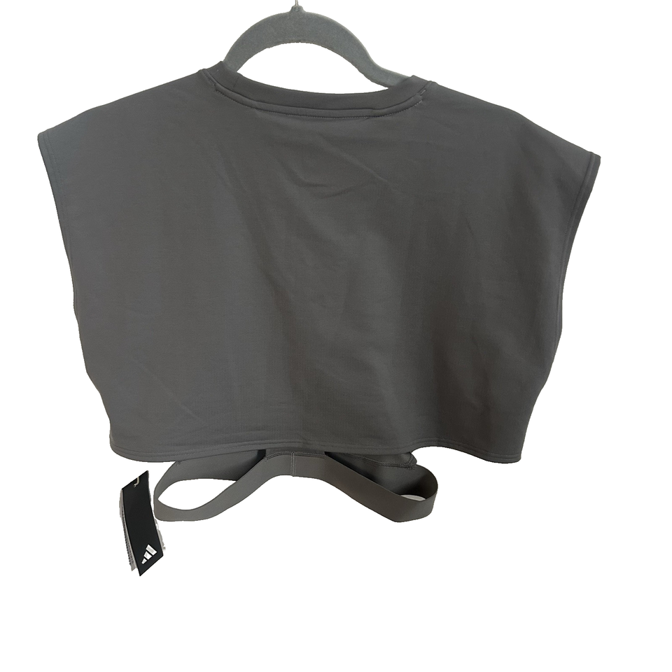 Adidas Power Crop Tee Workout Top W/ Band Detail Shadow Gray IT6733 ...