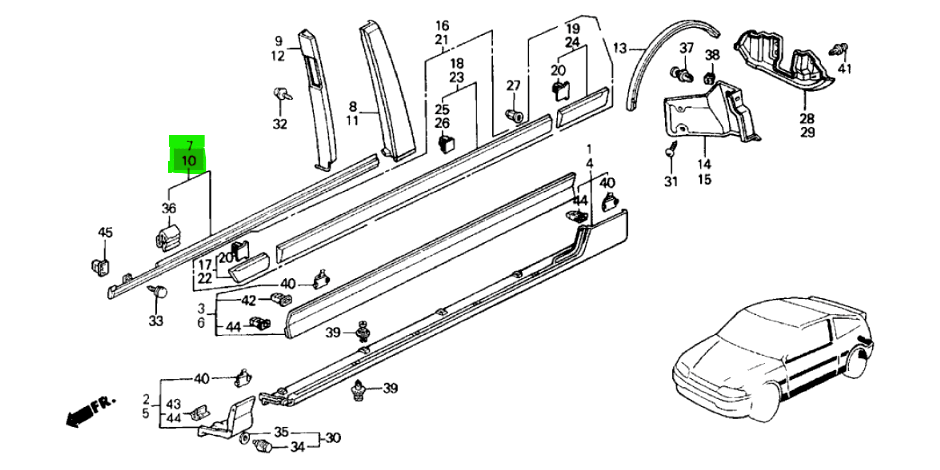 Genuine HONDA 72450-SH3-003 72410-SH3-003 Front Door Window Molding L&R ...