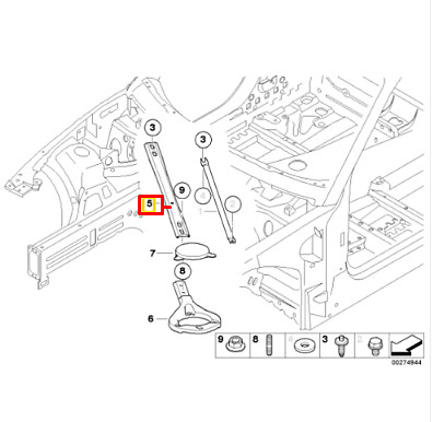 NEW BMW 1 E82 FRONT LEFT EXTERIOR STRUT BAR 51618051973 ORIGINAL 51-61 ...