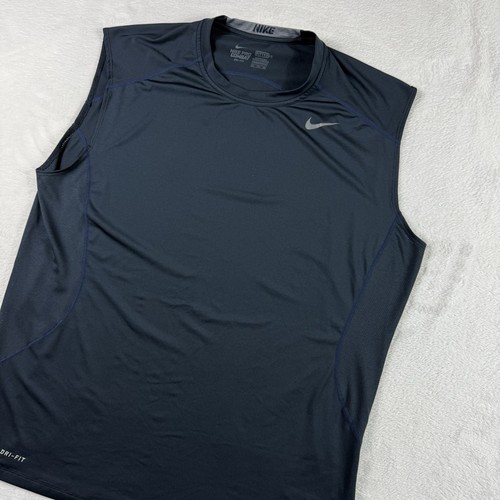 Nike Pro Combat Shirt Men 2XL Blue Navy Dri Fit Fitted Short Sleeve ...