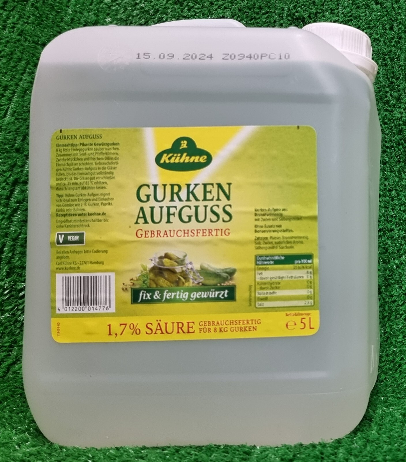 (2,90€/L) 5 Liter Kühne GURKENAUFGUSS fix & Fertig Gebrauchsfertig ...