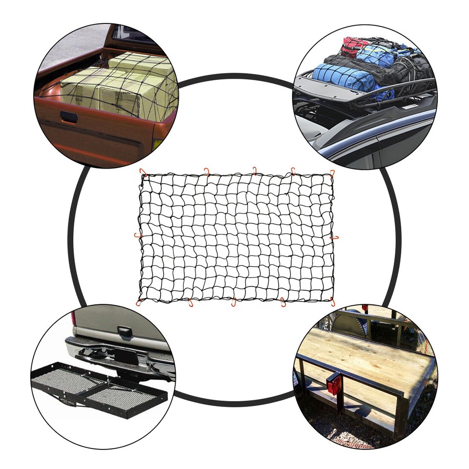Bungee Cargo Net Stretch 4'x6' to 8'x12' for Trailer Pickup Truck ...
