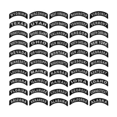 50 State Patch Set Embroidered Rocker Patches (Iron-On/Sew-On) 4" x 1. ...