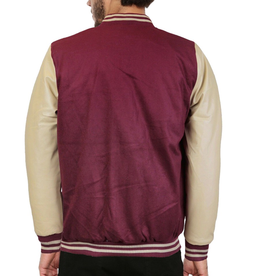 Men's Classic Snap Button Vintage Baseball Letterman Varsity Jacket LMJ ...