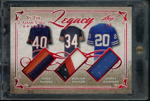 2019 Leaf Gale Sayers/Walter Payton/Barry Sanders Triple Game-Used ...