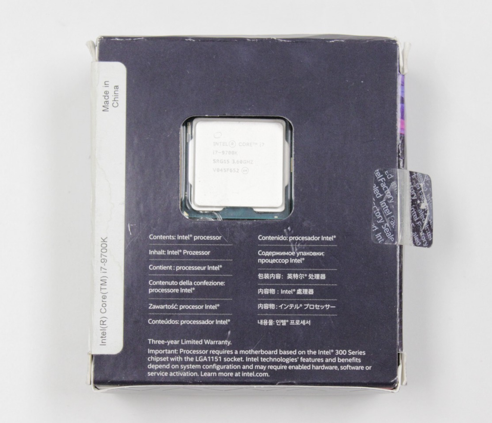 NEW Intel Core i7-9700K 9th Gen PC CPU Unlocked BX80684179700K SRG15 ...