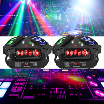 UKING Beam Spider Laser Moving Head Stage Light 9 LED RGB DMX DJ Disco ...