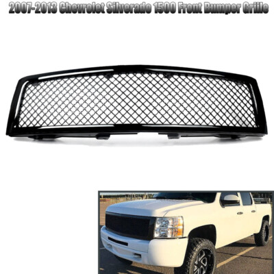 For 2007-2013 Chevrolet Silverado 1500 Gloss Black Front Hood Mesh ...