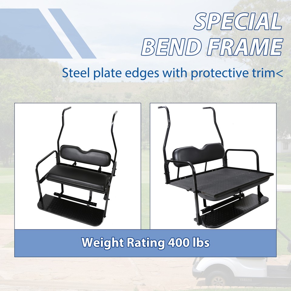 Rear Flip Seat W/ Roof Support Fold Down Pad For Club Car Golf Cart DS ...