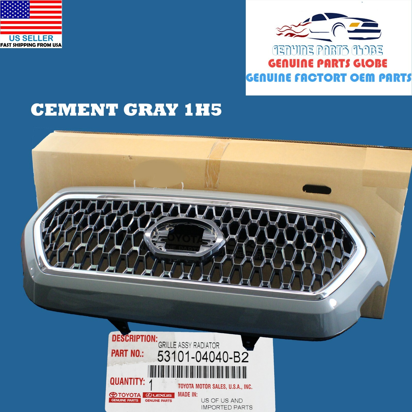 GENUINE TOYOTA TACOMA TRD SPORT CEMENT GRAY 1H5 RADIATOR GRILLE 53101 ...