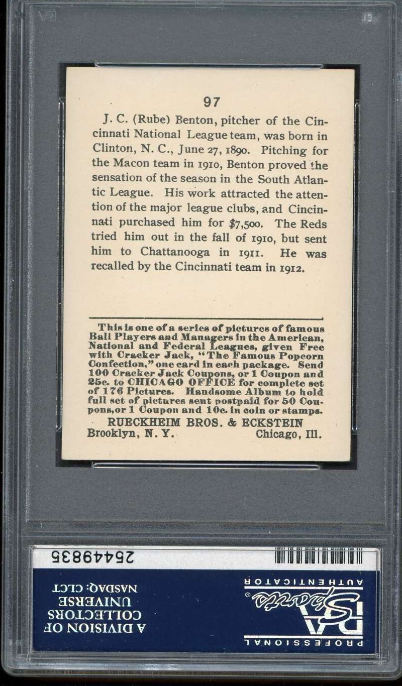 1915 Cracker Jack 97 Rube Benton PSA 2.5 | eBay