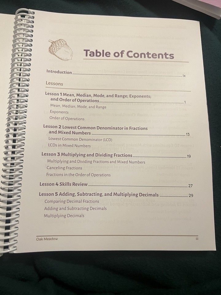 Oak Meadow 7th grade Math Coursebook | eBay