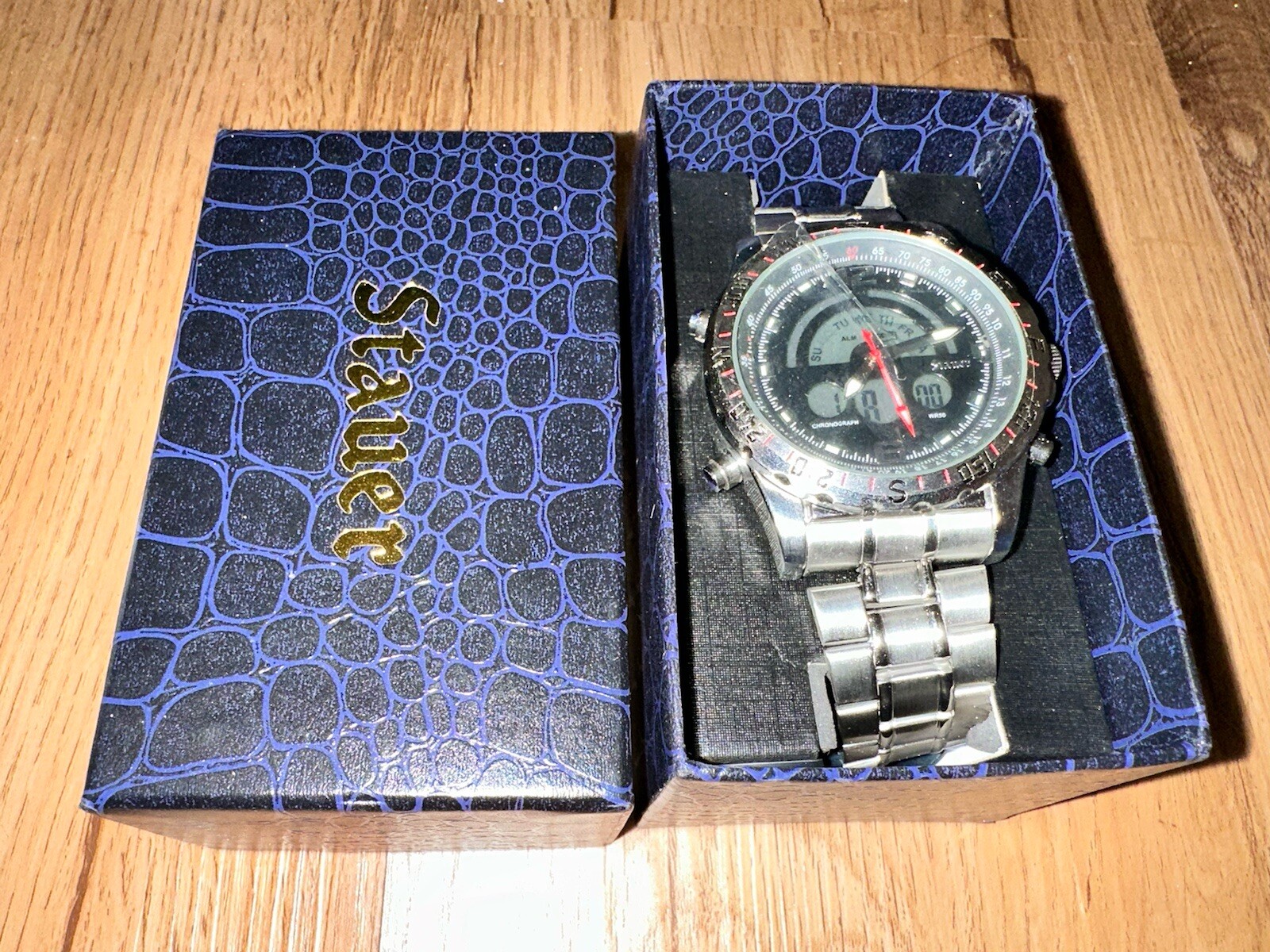 New STAUER COMPENDIUM HYBRID WATCH Digital/Analog CHRONOGRAPH 19093 | eBay