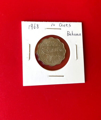1968 BAHAMAS 10 CENTS COIN - QUEEN ELIZABETH II - NICE WORLD COIN ...