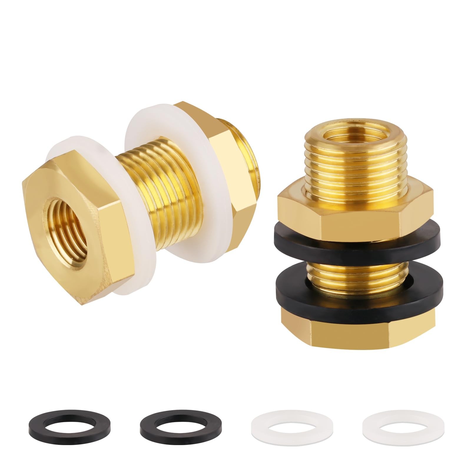 Kootnas 2-pack Solid Brass Bulkhead Fittings, 1/4 Npt Taper Female 3/4 ...