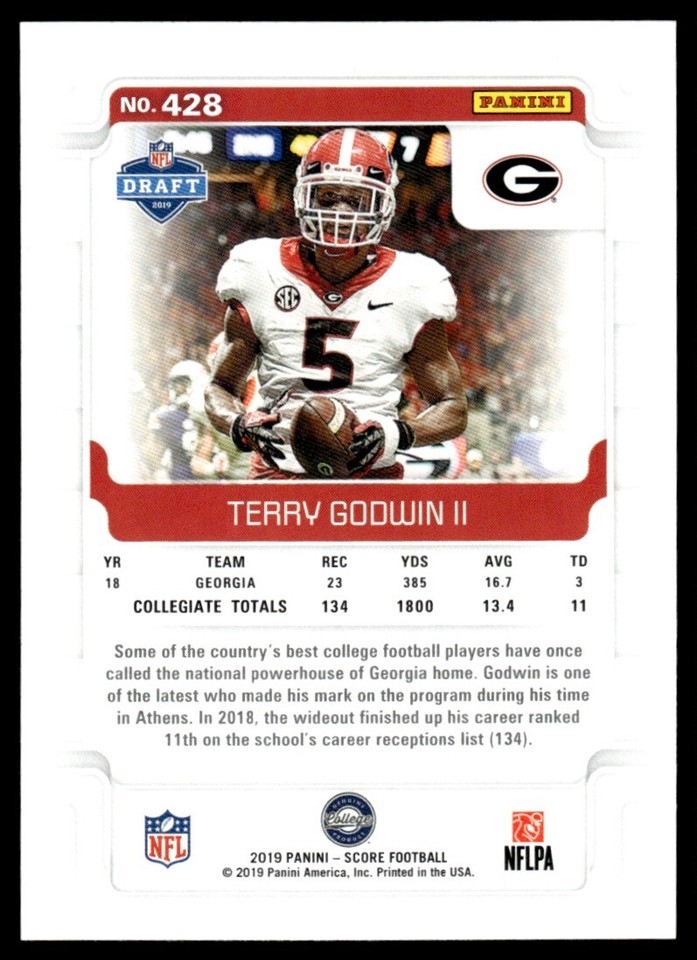 2019 Score Terry Godwin II Rookie Georgia Bulldogs #428 | eBay