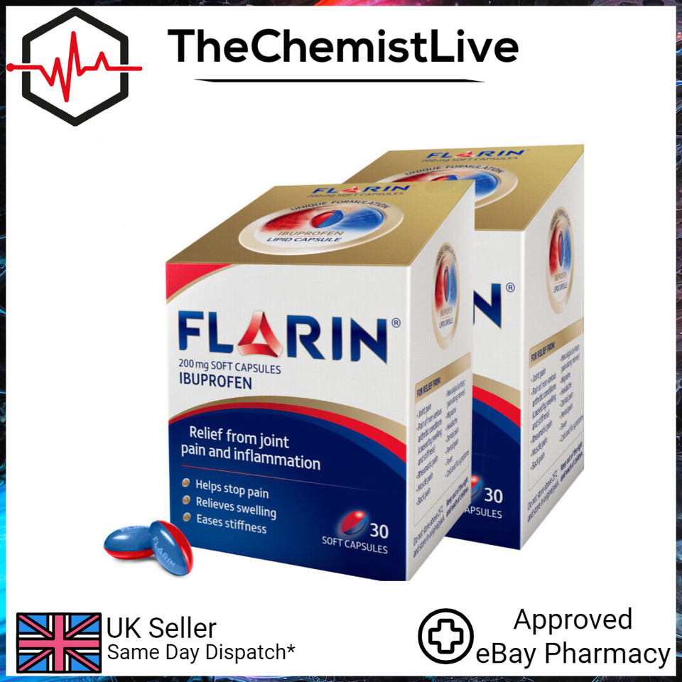 2 x 30 - Flarin Joint Pain & Inflammation Relief - 200mg - Lipid Soft ...