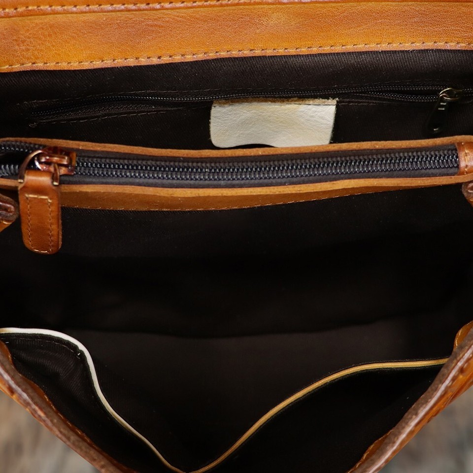 Genuine Leather Satchel for Women Purse Embossed Printing Crossbody ...