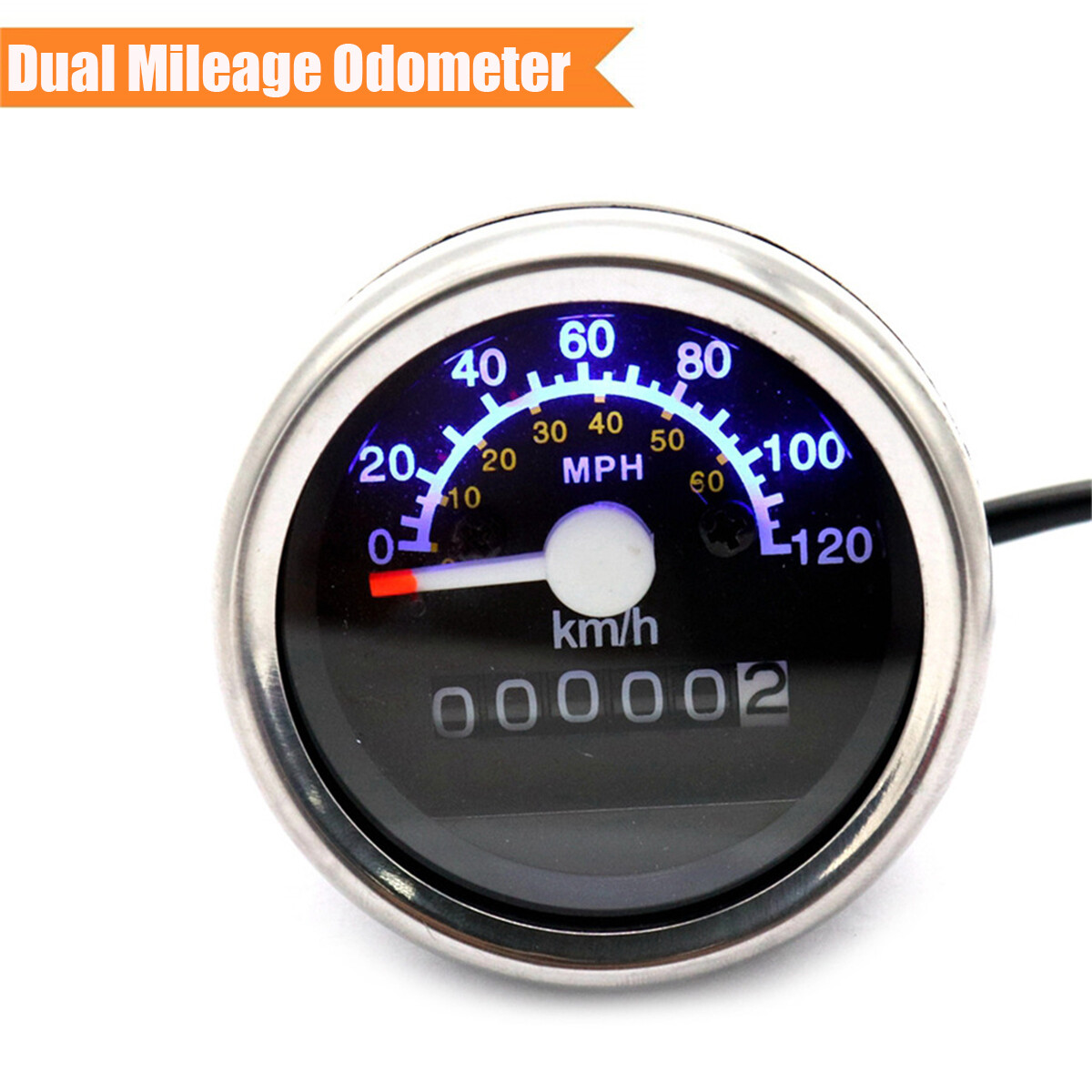 62mm Motorcycle Digital Speedometer Odometer 120km/h 60MPH Dual Mileage ...