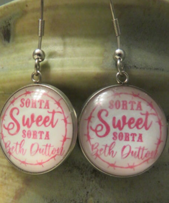 Sorta Sweet Sorta Beth Dutton Glass Cabochon Dangle Earrings | eBay