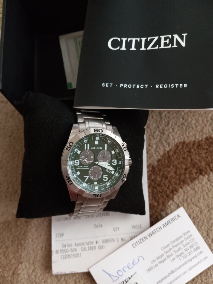 Citizen Green Dial Titanium Chronograph Men's BL5550-50X Watch Eco ...
