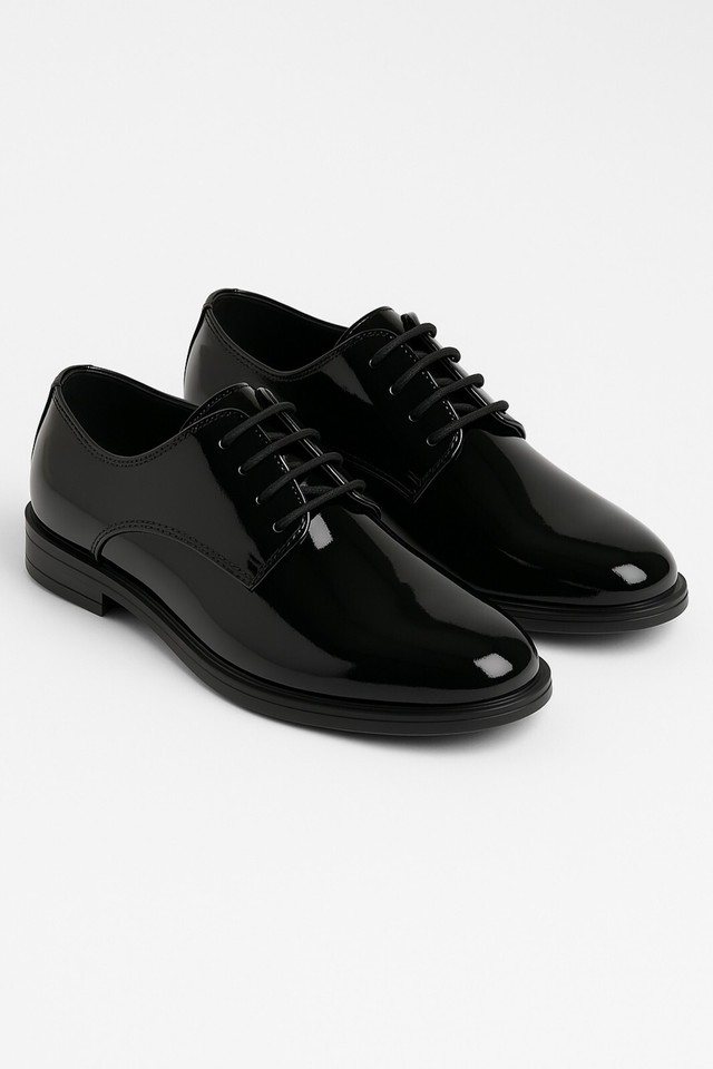 Boys Derby Dress Shoes Patent Lace Up Shiny Wedding Formal Prom Party ...
