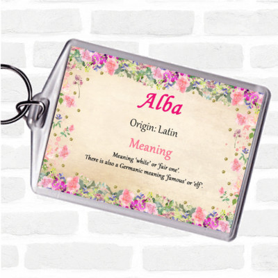 Alba Name Meaning Bag Tag Keychain Keyring Floral | eBay UK
