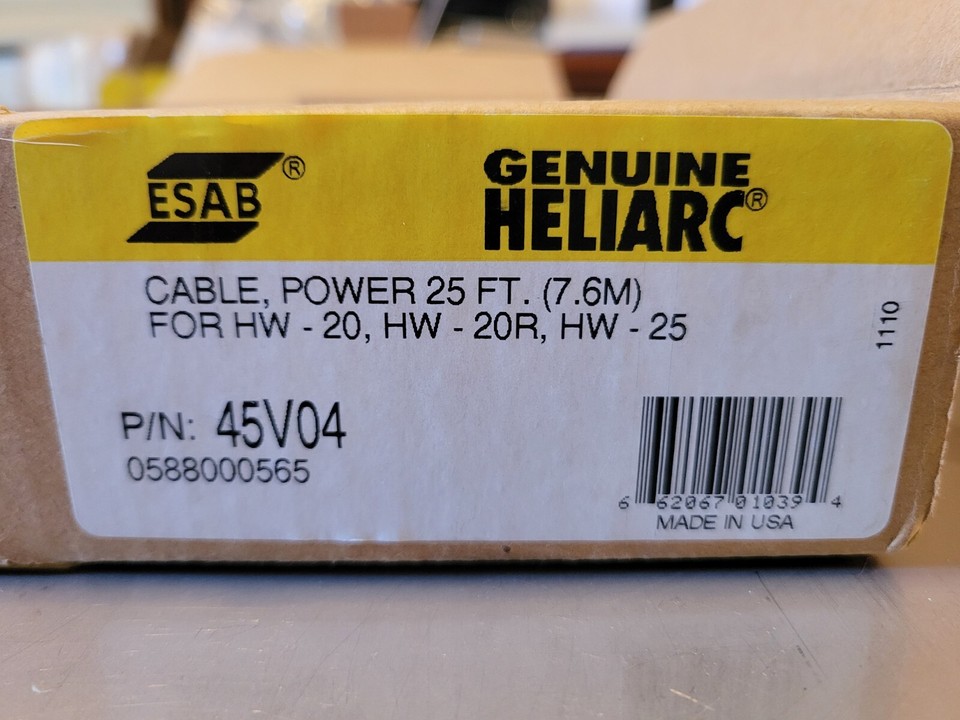 ESAB TIG Torch Power Cable 25ft. (7.6m) Long Black Vinyl 45V04 - New | eBay