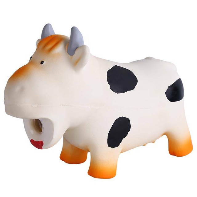 Pet Toys Latex Cow Squeaky Pet Chew Toy Cute Cow Cat Dog Squeaker Vocal ...