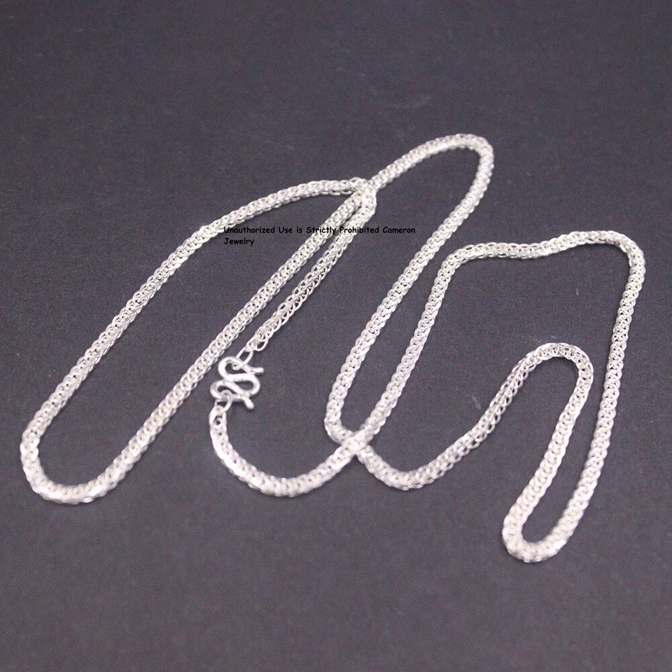 Pure S999 Fine Silver 999 Chain Men Women 2mm Wheat Link Necklace 6.5 ...